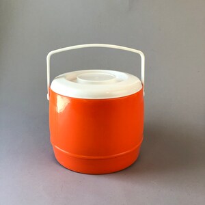 Vintage ORANGE ICE BUCKET Cooler 60s Bee Plastics Round Beer Drink ...