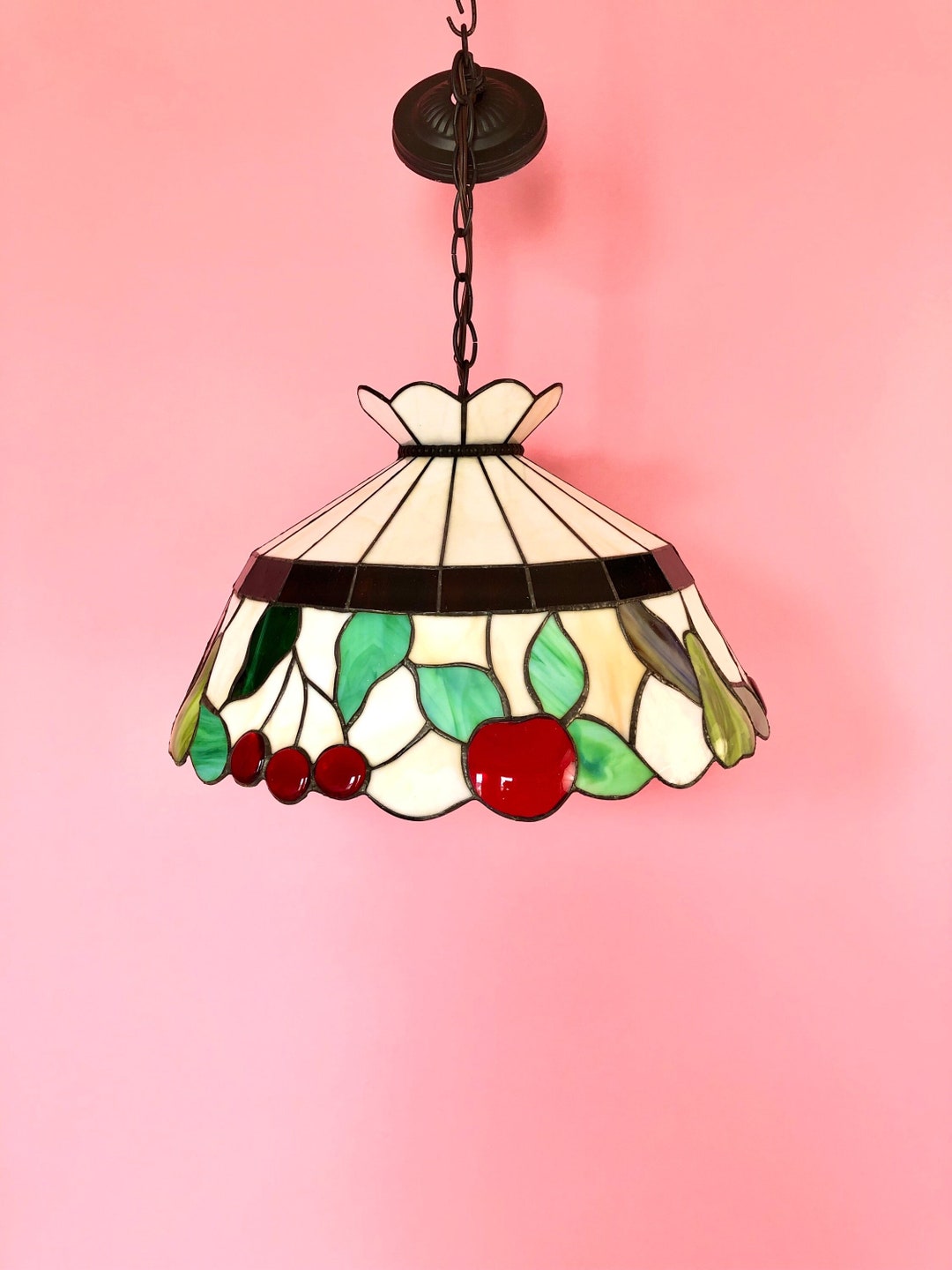 Vintage FRUIT Hanging LAMP Ceiling Light Fixture Tiffany Style Lighting ...
