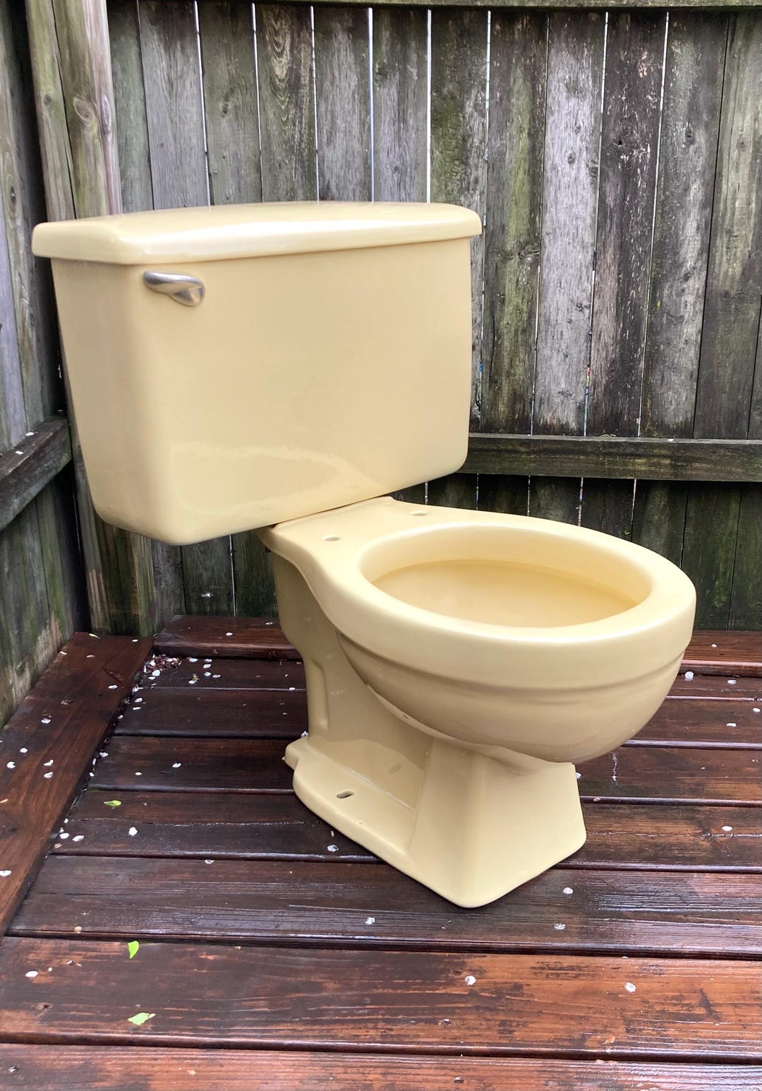 Vintage YELLOW TOILET Crane Buttery Pastel Harvest Gold Retro Bathroom ...