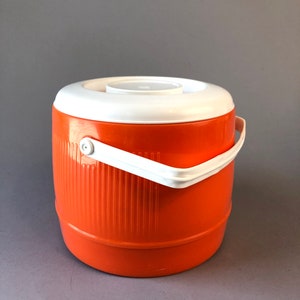 Vintage ORANGE ICE BUCKET Cooler 60s Bee Plastics Round Beer Drink ...