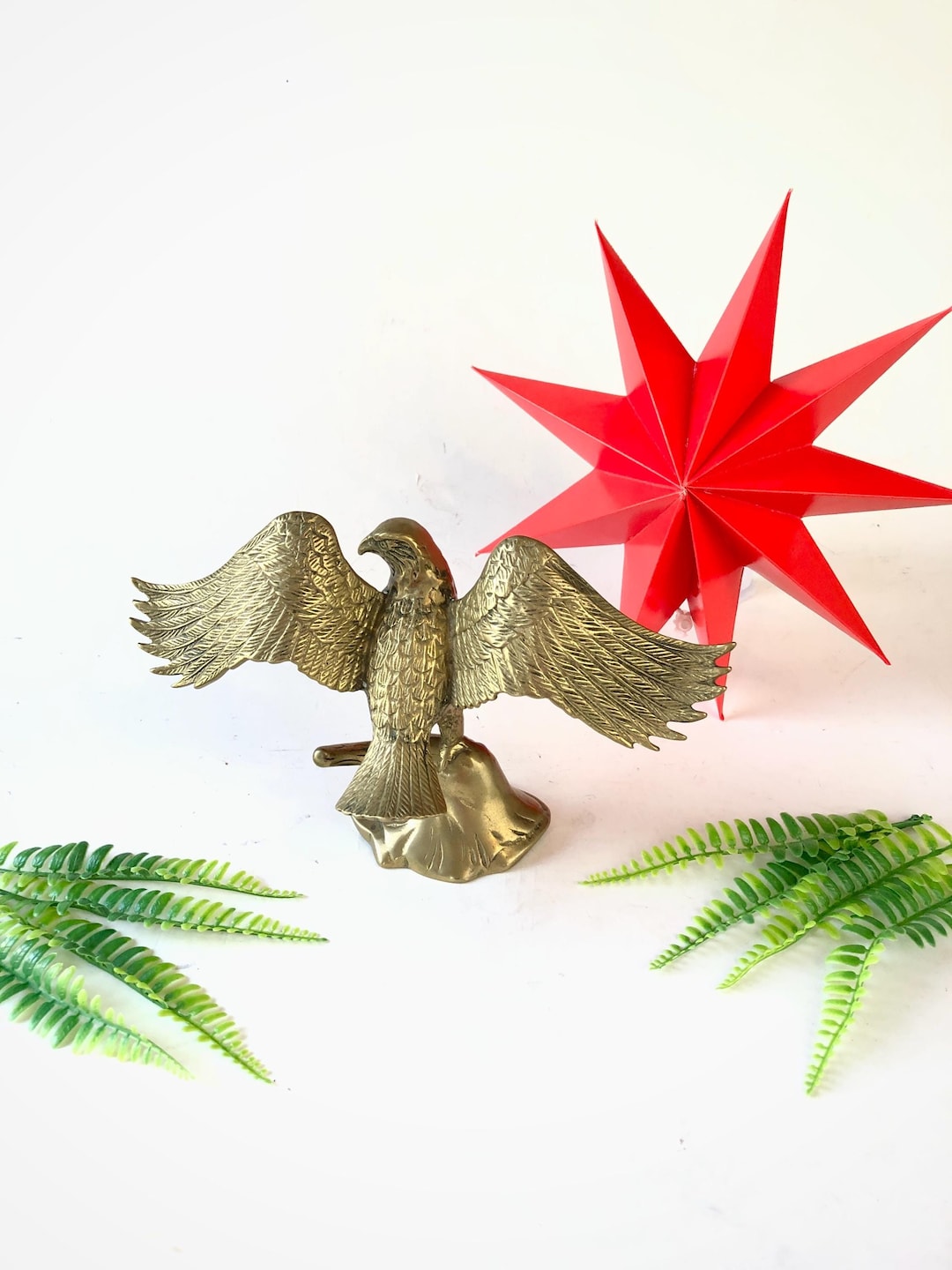 Vintage Brass Bald EAGLE Statue Figure 11" Wingspan Patriotic Gift Idea ...