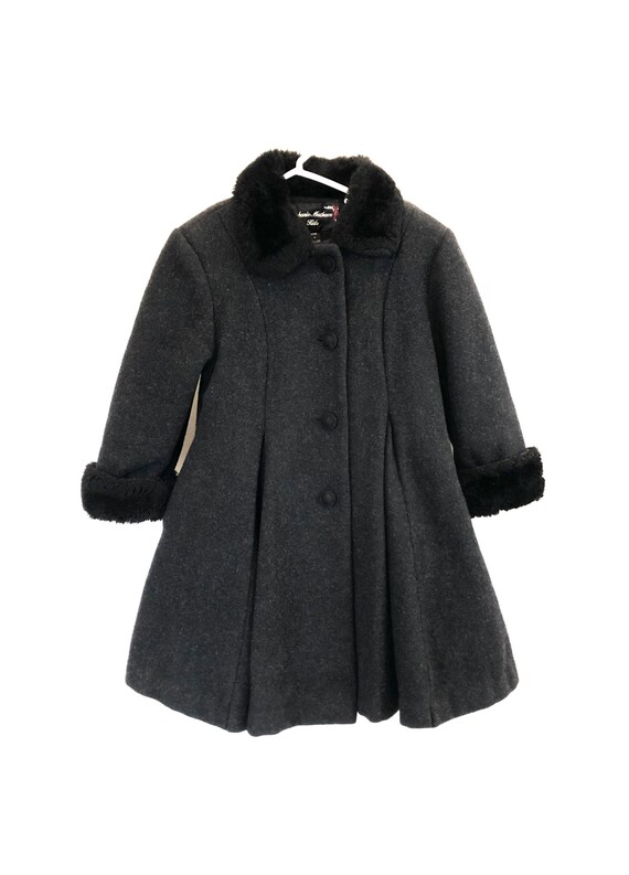 Vintage Girls PRINCESS COAT Charcoal Gray Wool Black Youth - Etsy