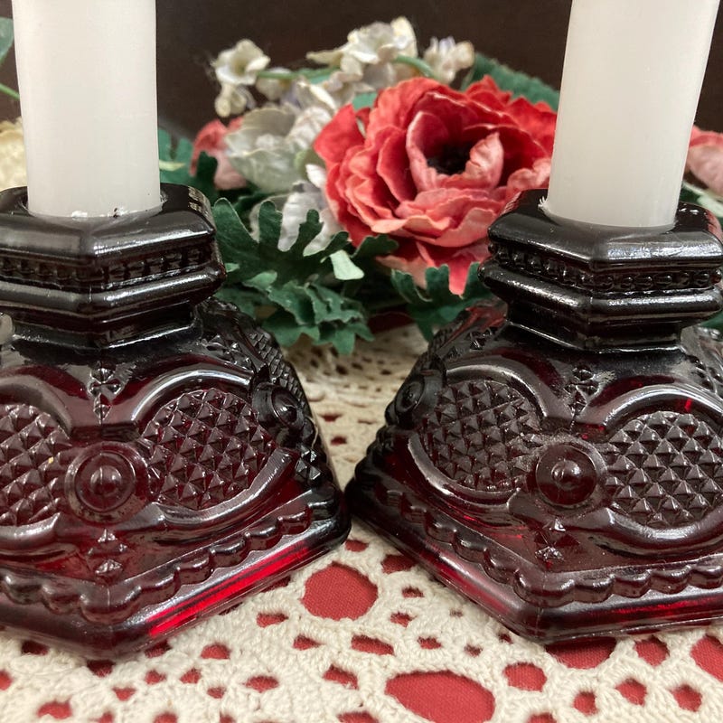 Dark Red Candlesticks - Etsy