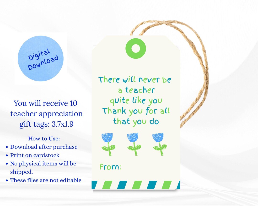 Teacher Appreciation Gift Tag. Perfect for That Favorite Teacher. Gift ...