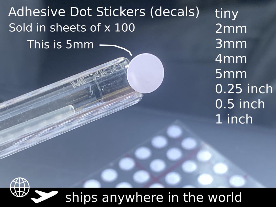 Micro Tiny Small 2mm, 3mm, 4mm Adhesive Dots, White Circle Sticker ...
