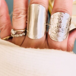 Large Disc Ring Sterling Silver Disc Ring Textured Disc - Etsy