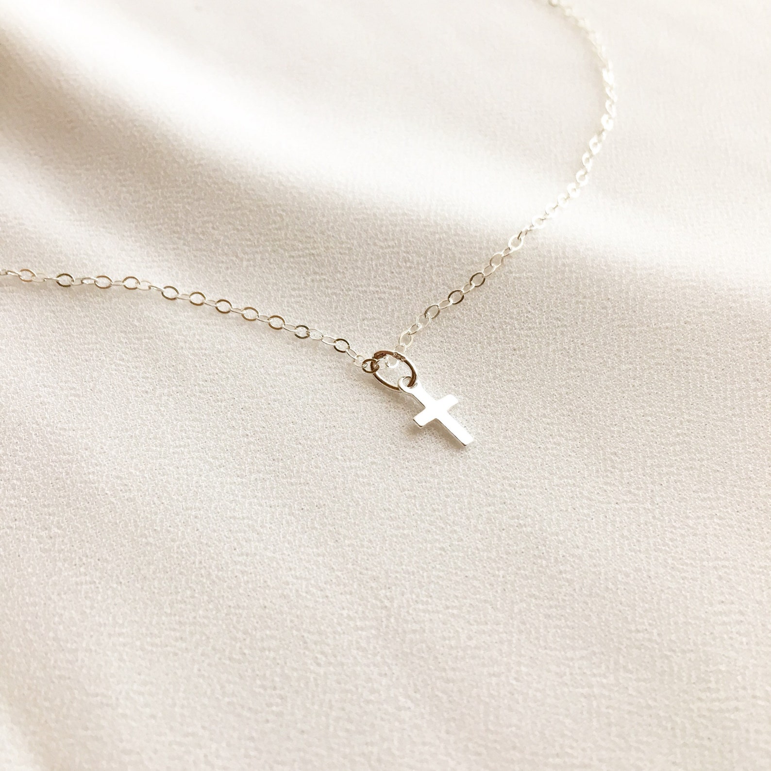 Tiny Cross Necklace Sterling Silver Cross Necklace Cross - Etsy