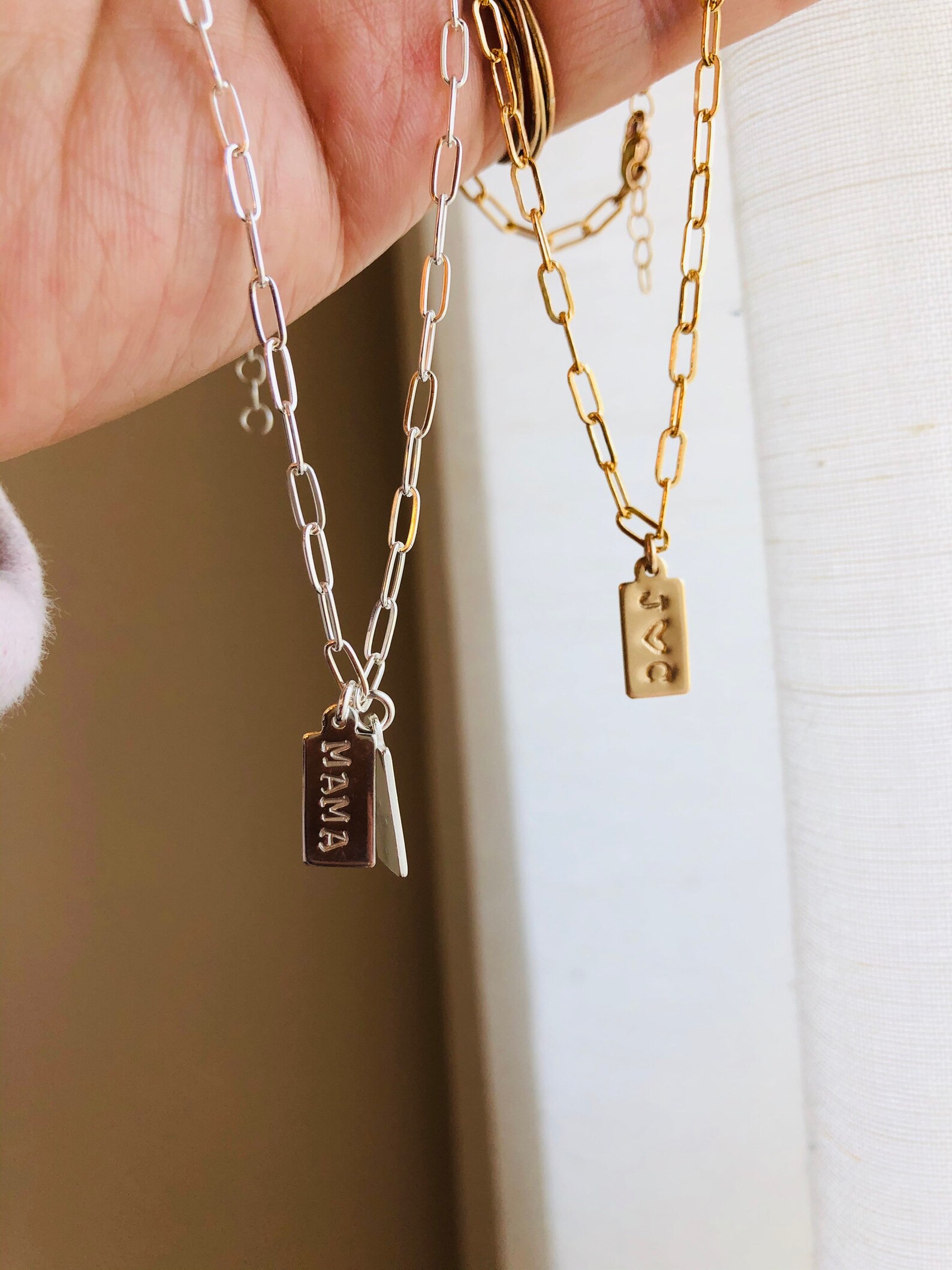 Mini Tag Necklace Tag Necklace Custom Initial Necklace - Etsy