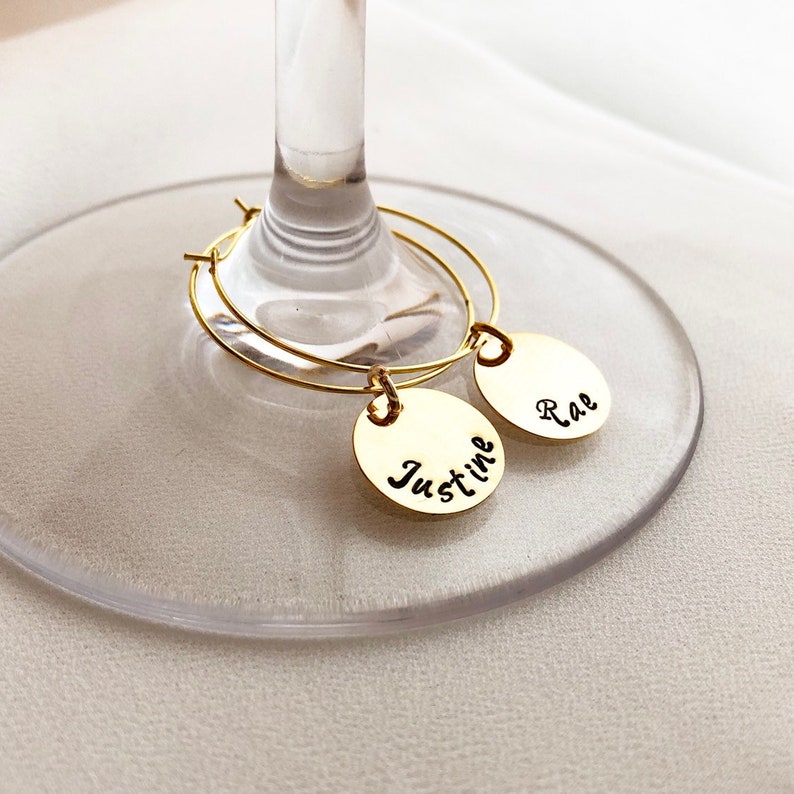 Personalized Wine Glass Charm Hand Stamped Custom Wine Glass - Etsy