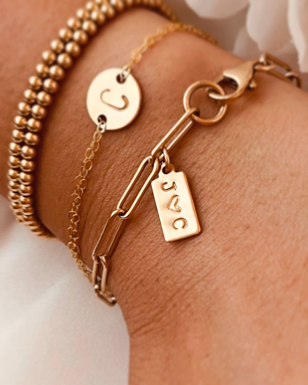 Custom Initial Paperclip Bracelet: 14k Gold-filled Tag, Personalized ...