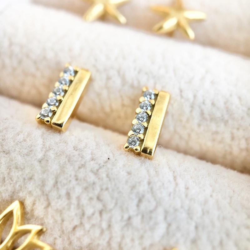 Gold Bar Earrings - Etsy