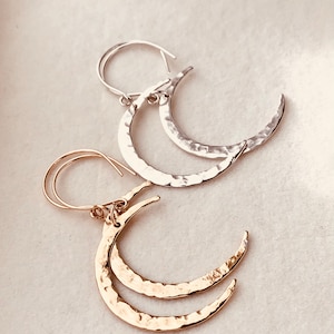 Crescent Moon Earrings, Eclipse Earrings, Crescent Moon Jewelry, Dangle Earrings, Holiday Gift ...