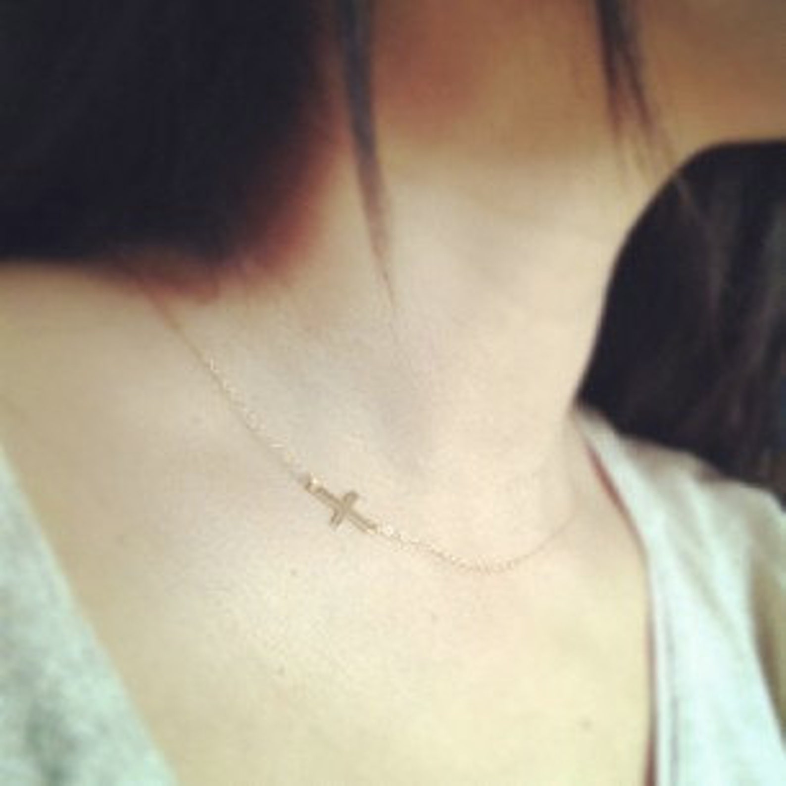 14K Gold Filled Sideways Cross Necklace: Dainty Faith Jewelry, Gift for ...