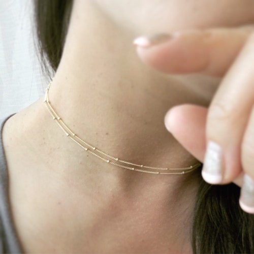 Layered Satellite Choker Multi Strand Necklace Double Layer - Etsy