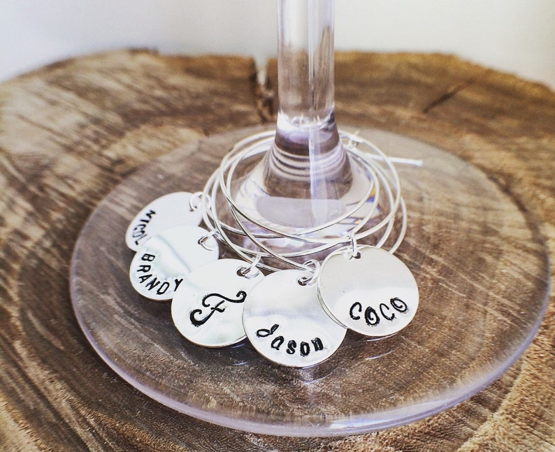 Personalized Wine Glass Charm Hand Stamped Custom Wine Glass - Etsy