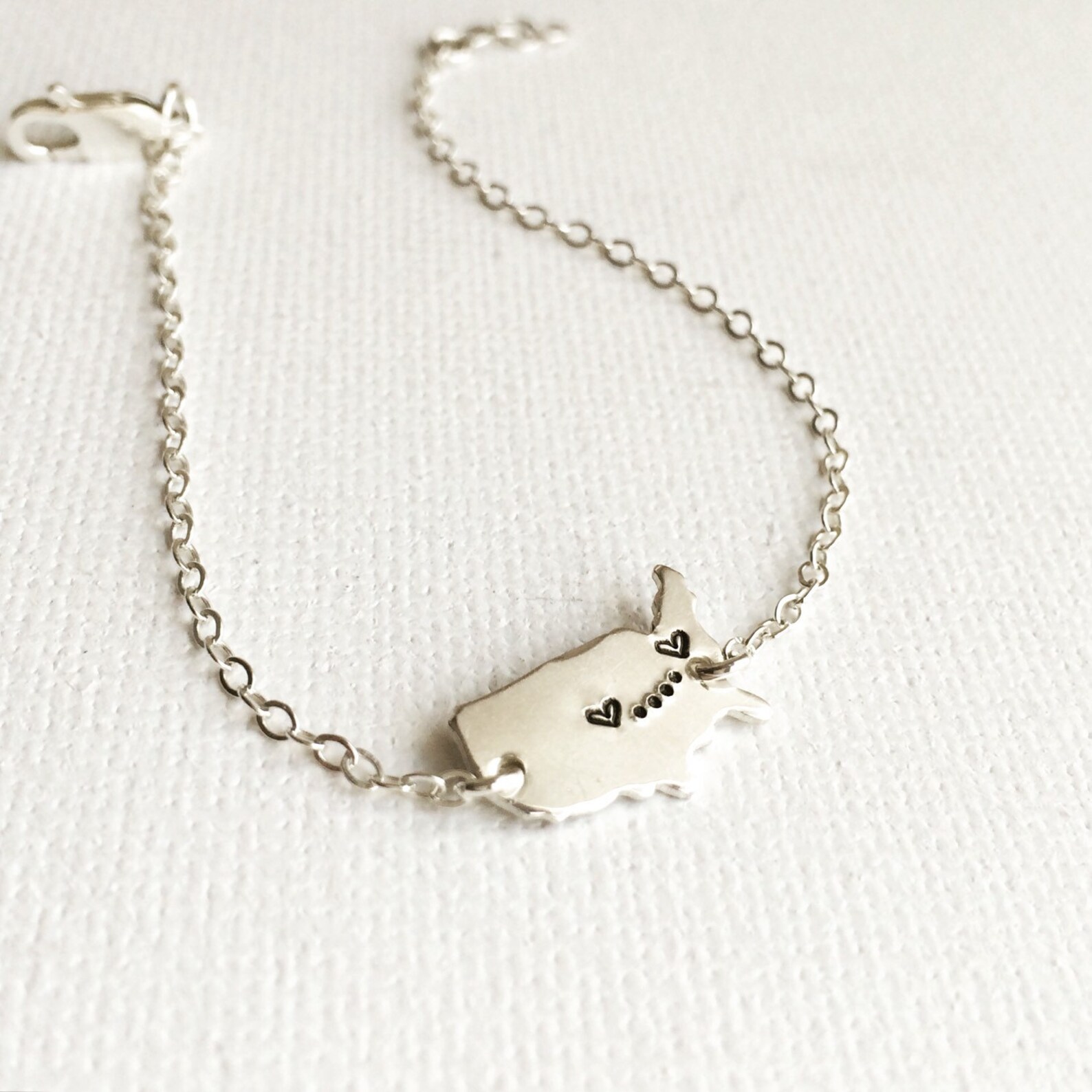 State Bracelet, UNITED STATES Map With Hearts, State to State Bracelet ...