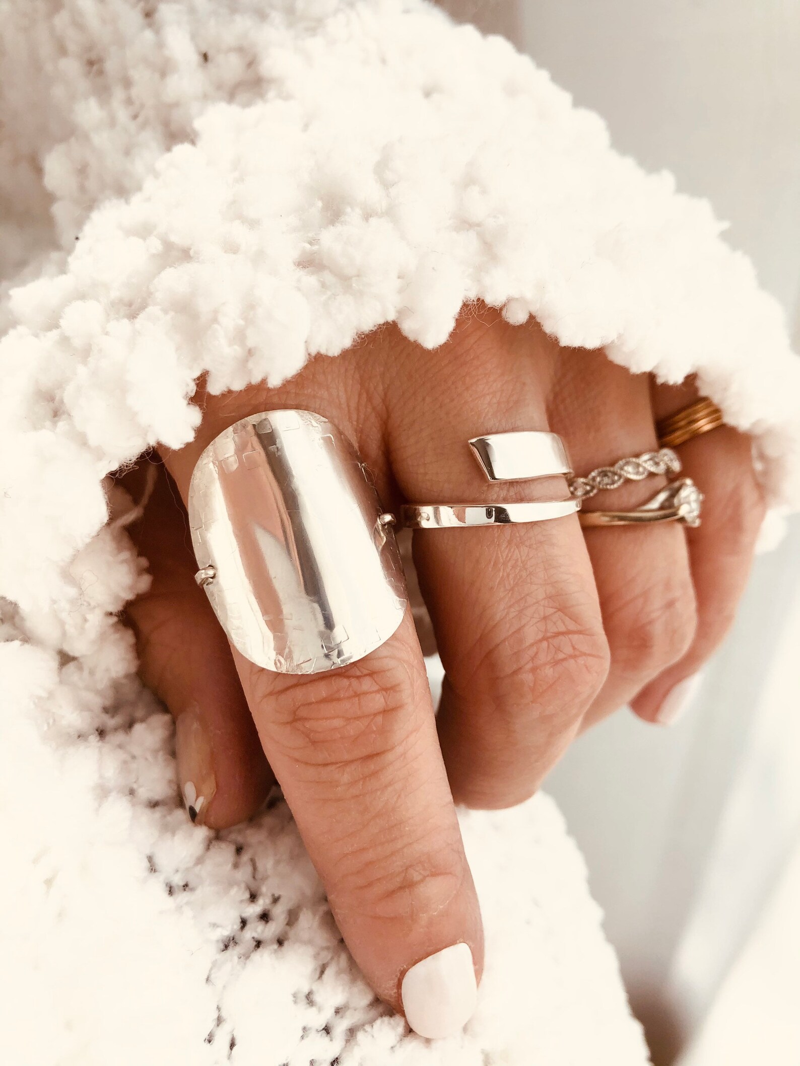 Large Disc Ring Sterling Silver Disc Ring Textured Disc - Etsy