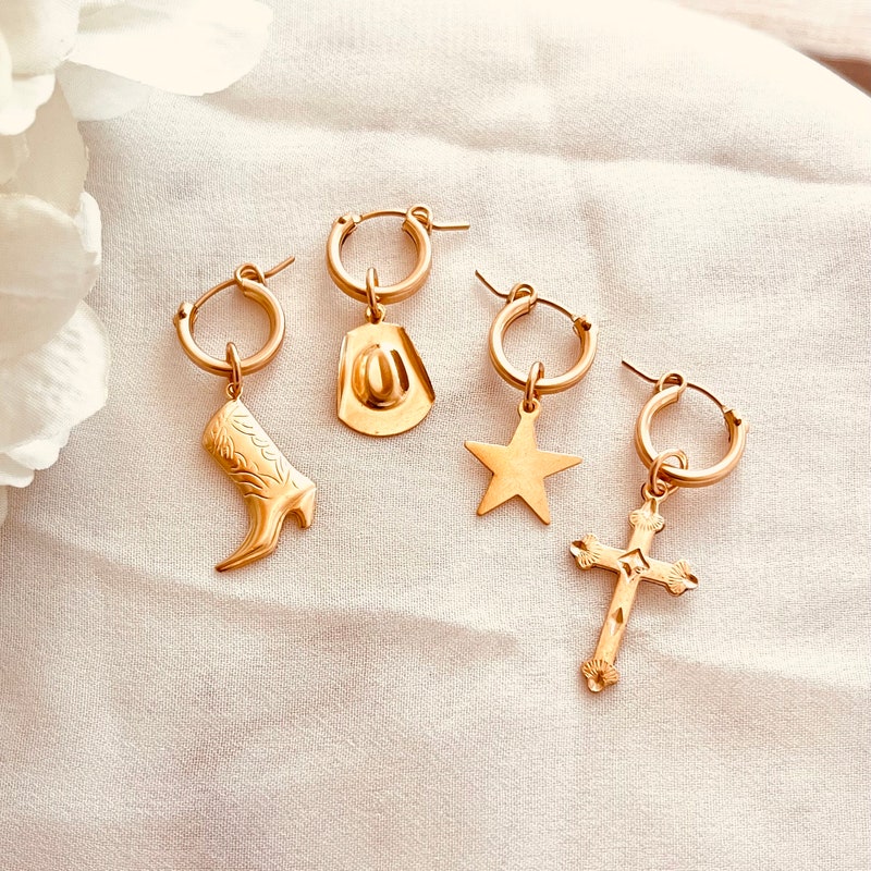 Charm Hoop Earrings - Etsy