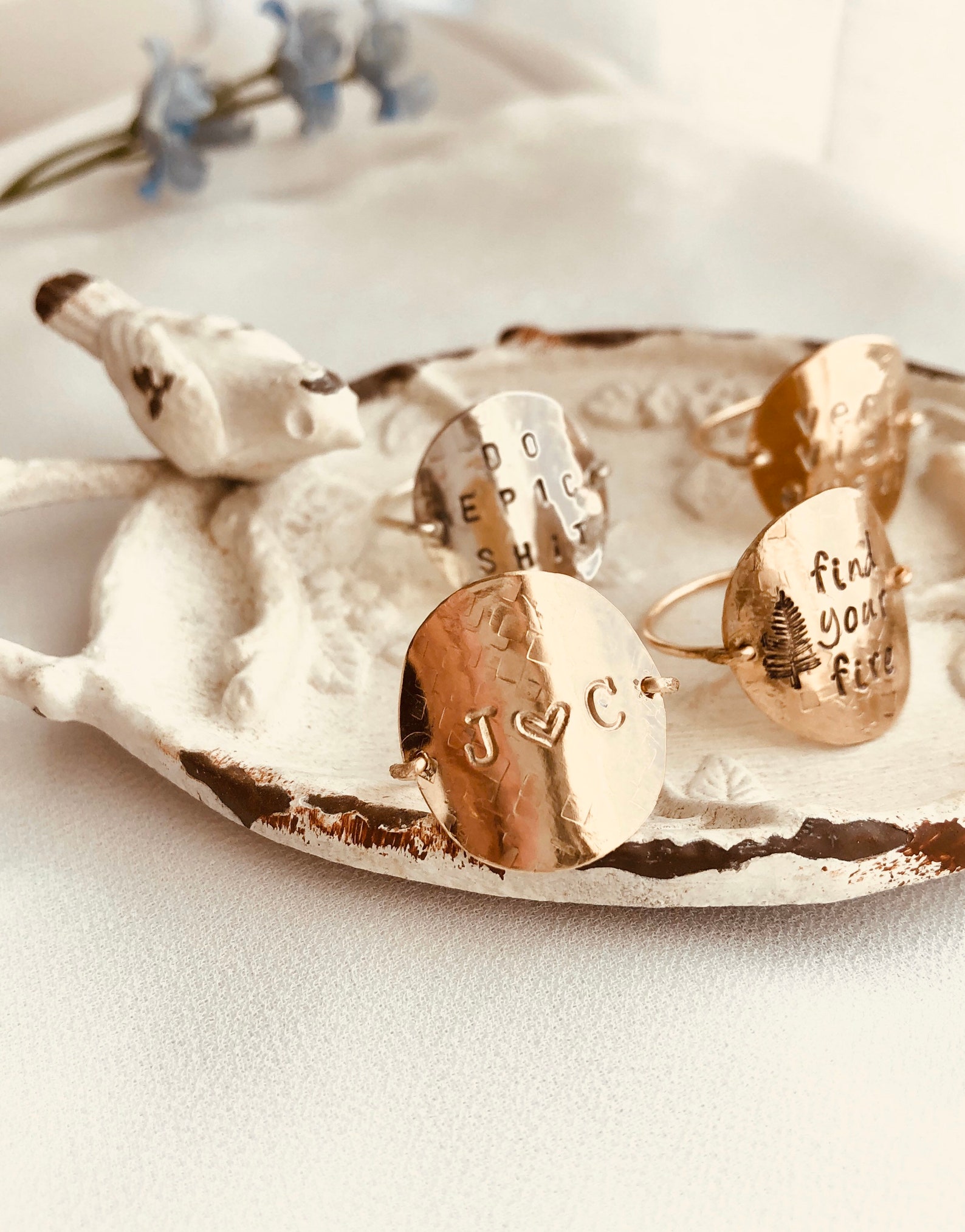 Quote Ring Customized Ring Disc Ring Personalized Ring - Etsy