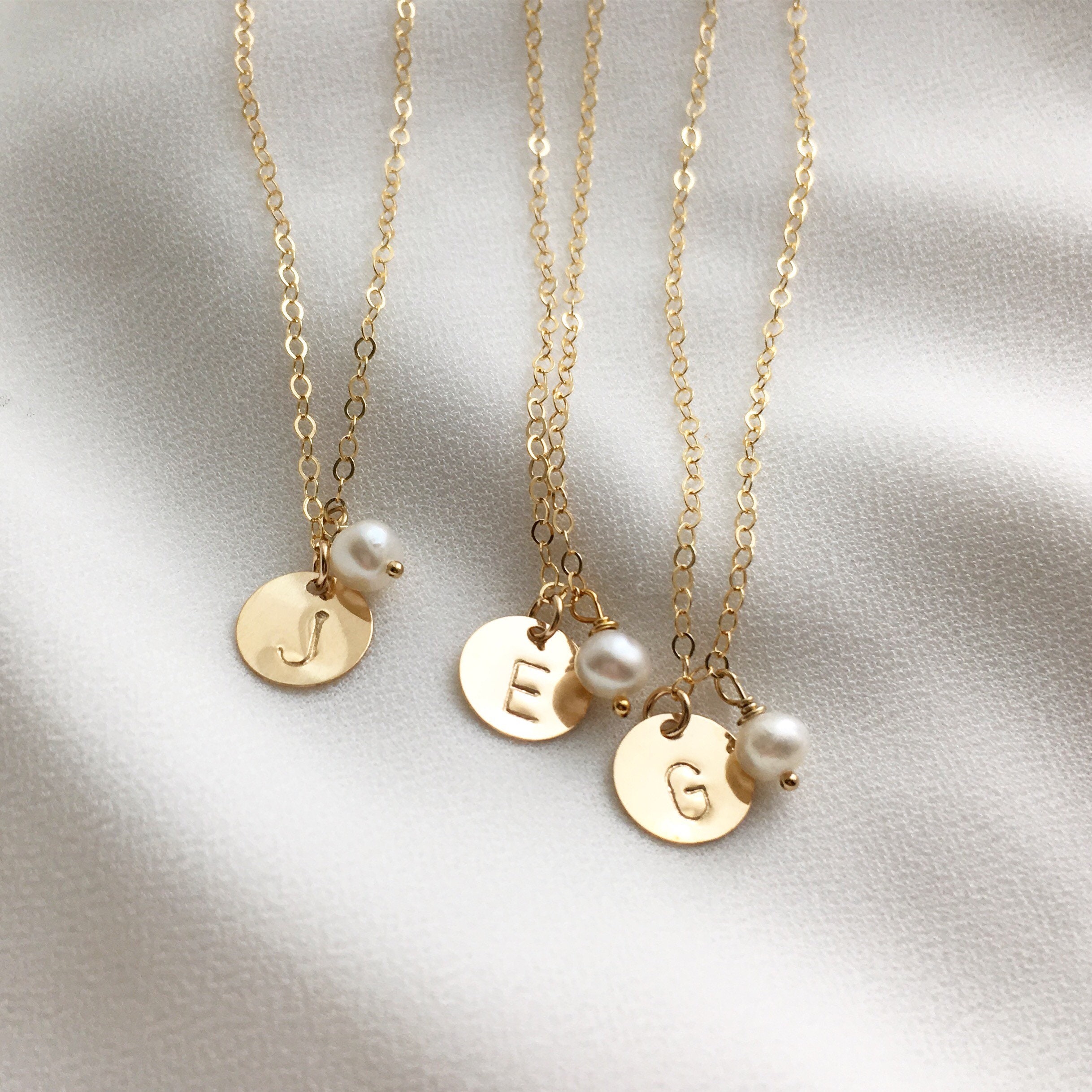 Initial Necklace Initial and Pearl Necklace Wedding Gift | Etsy