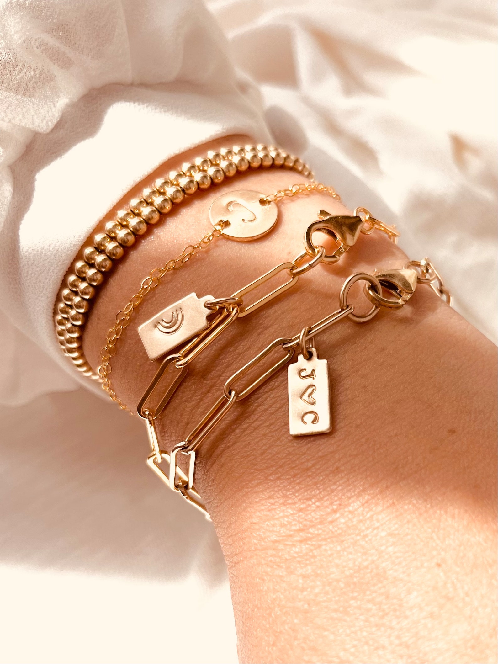 Personalized Paperclip Initial Bracelet, Custom Initial Tag Bracelet ...