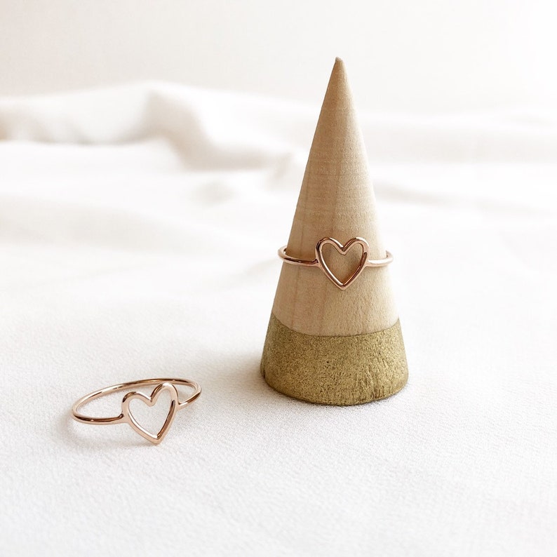 Heart Ring Open Heart Ring Stacking Ring Thin Dainty Heart | Etsy