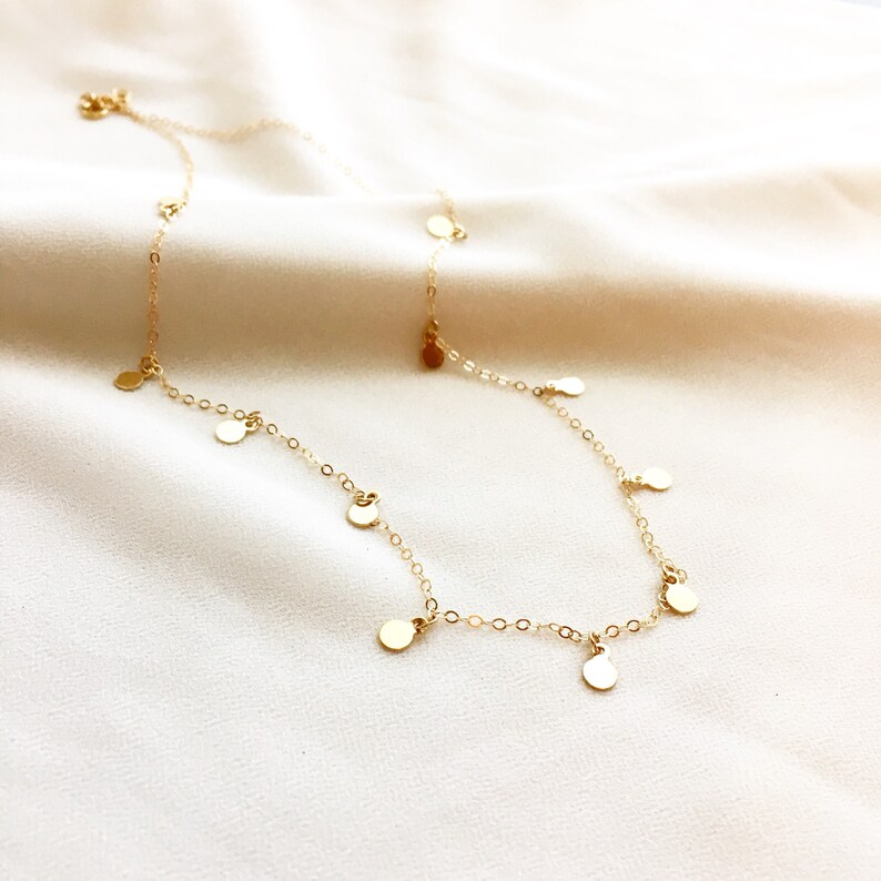 Mini Coin Necklace Mini Disc Necklace Dot Chain Necklace - Etsy
