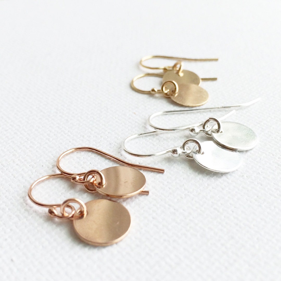 Circle Drop Earrings, Drop Earrings, Coin Drop Earrings, Everyday ...
