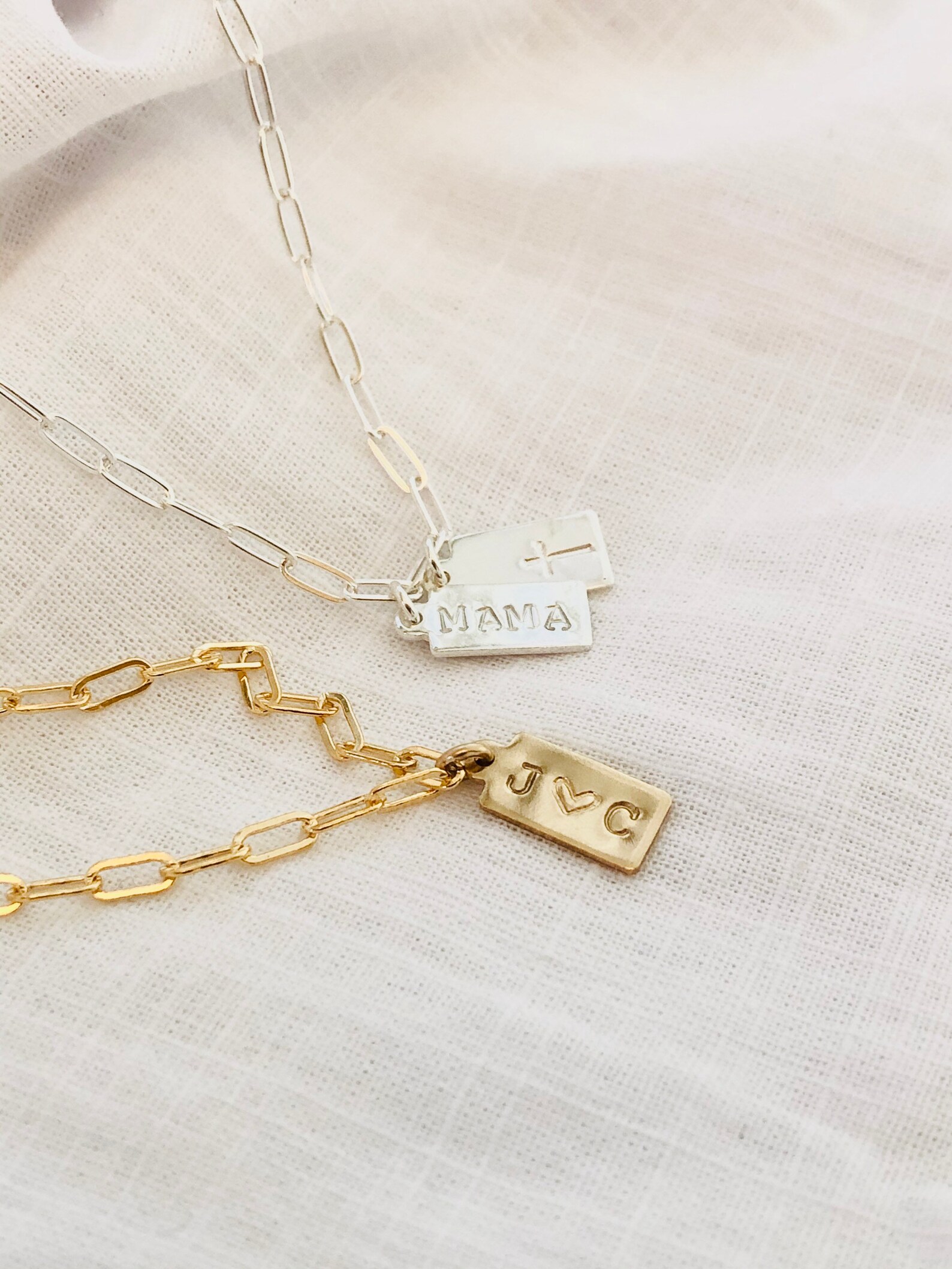 Mini Tag Necklace Tag Necklace Custom Initial Necklace - Etsy