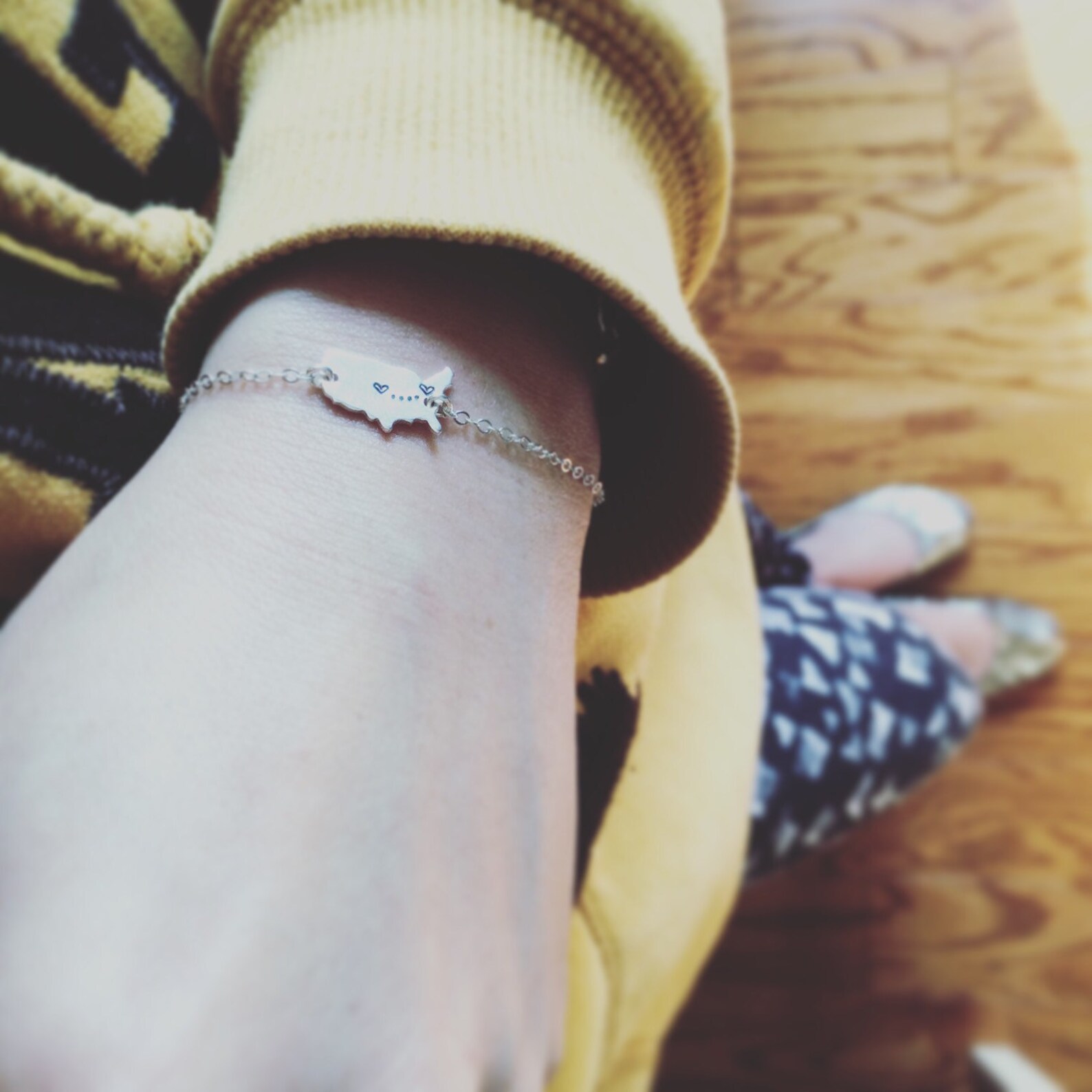 State Bracelet, UNITED STATES Map With Hearts, State to State Bracelet ...