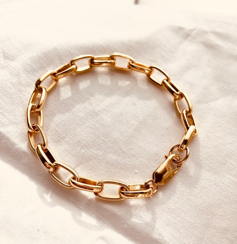 Chunky Oval Chain Bracelet Chunky Link Bracelet Gold Thick - Etsy
