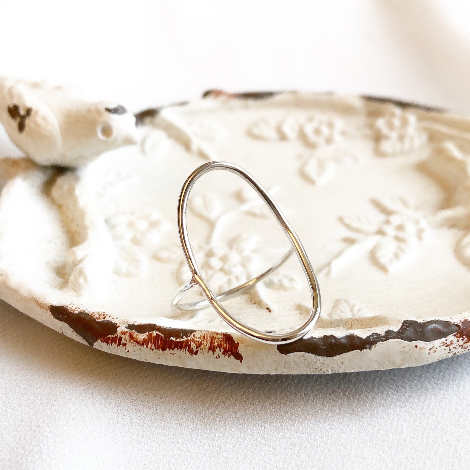 Oval Ring Open Oval Ring Sterling Silver Ring Large Oval - Etsy