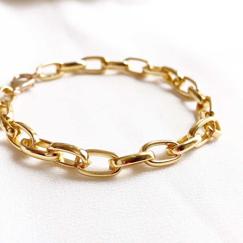 Chunky Oval Chain Bracelet Chunky Link Bracelet Gold Thick - Etsy