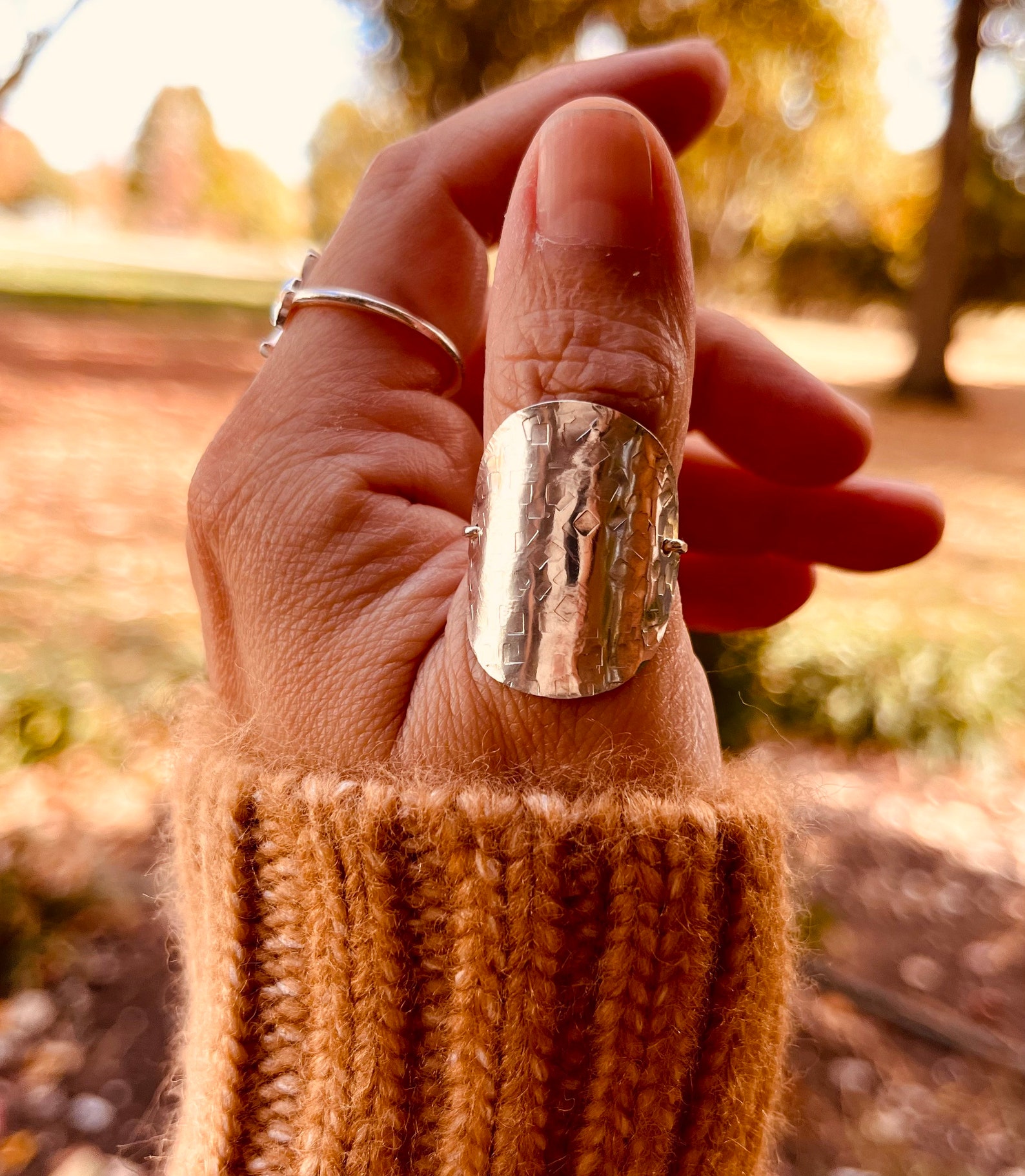 Large Disc Ring Sterling Silver Disc Ring Textured Disc - Etsy