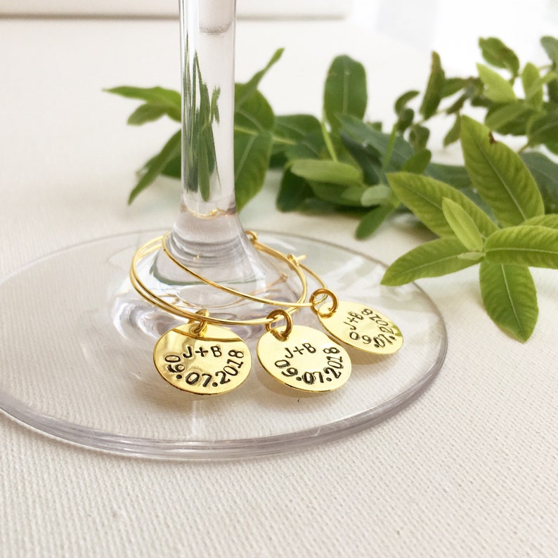 Personalized Wine Glass Charm Hand Stamped Custom Wine Glass - Etsy