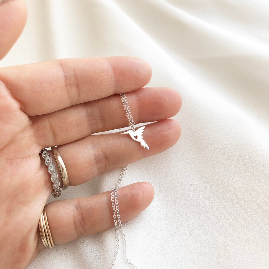 Sterling Silver Hummingbird Necklace Bird Jewelry - Etsy