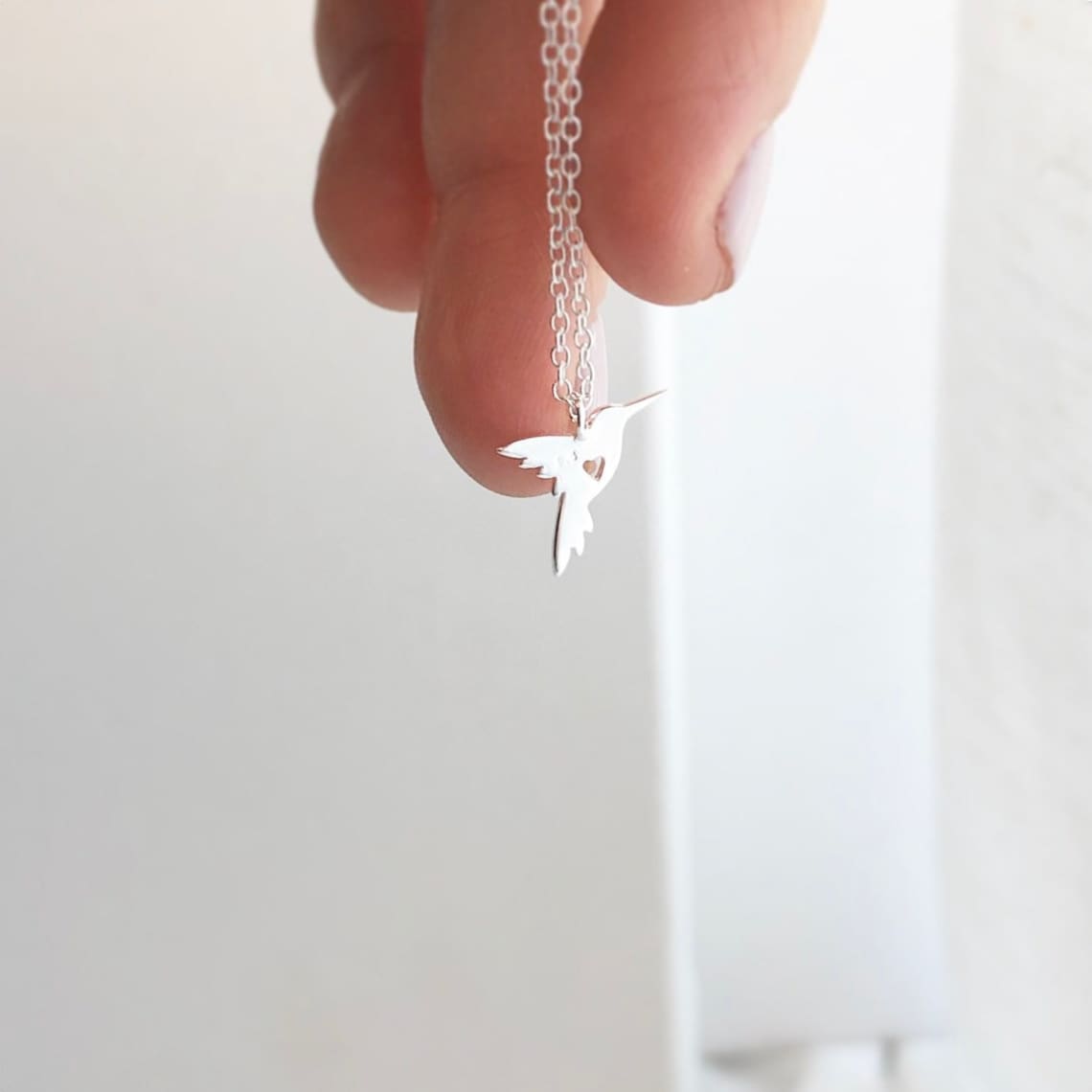 Sterling Silver Hummingbird Necklace Bird Jewelry - Etsy