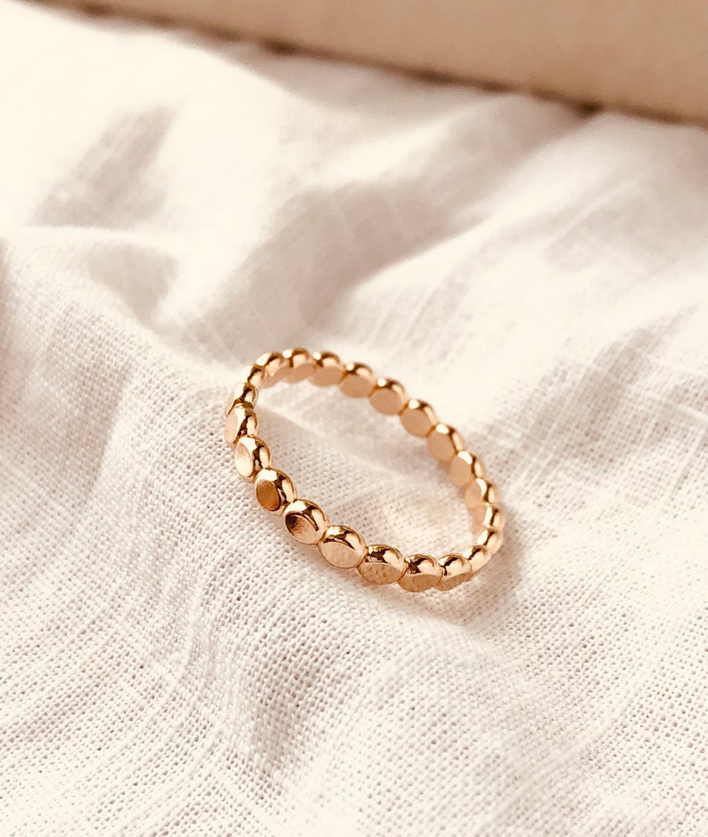 Gold Hammered Beaded Ring Gold Dot Stacking Ring Gold Dot - Etsy