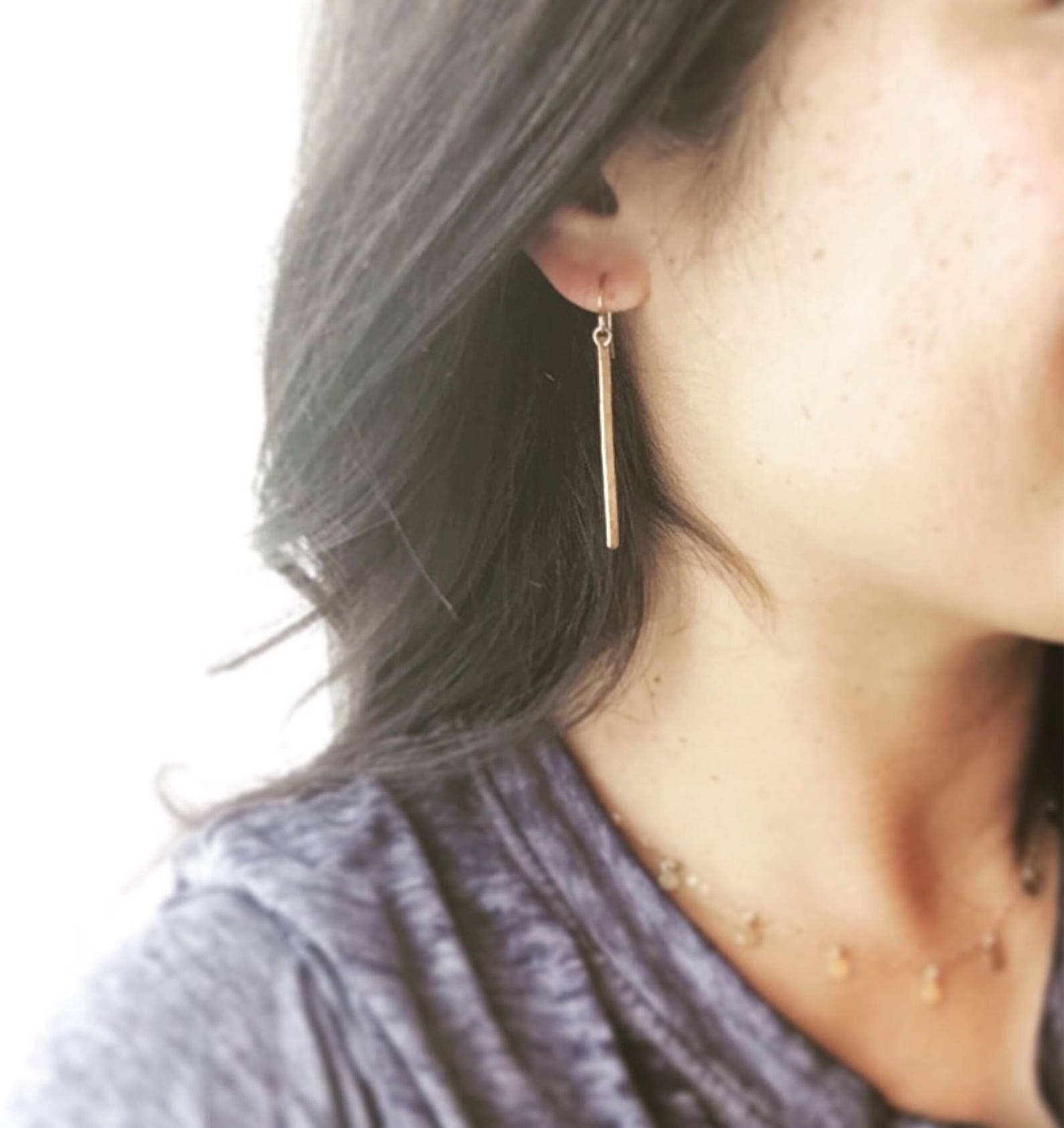Bar Drop Earrings Skinny Bar Earrings Simple Bar Earrings | Etsy