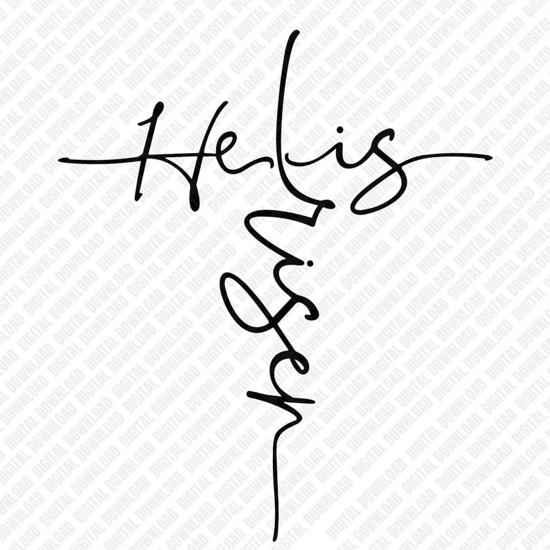 He is Risen Cross PNG Digital Download, Christian Easter Sublimation ...