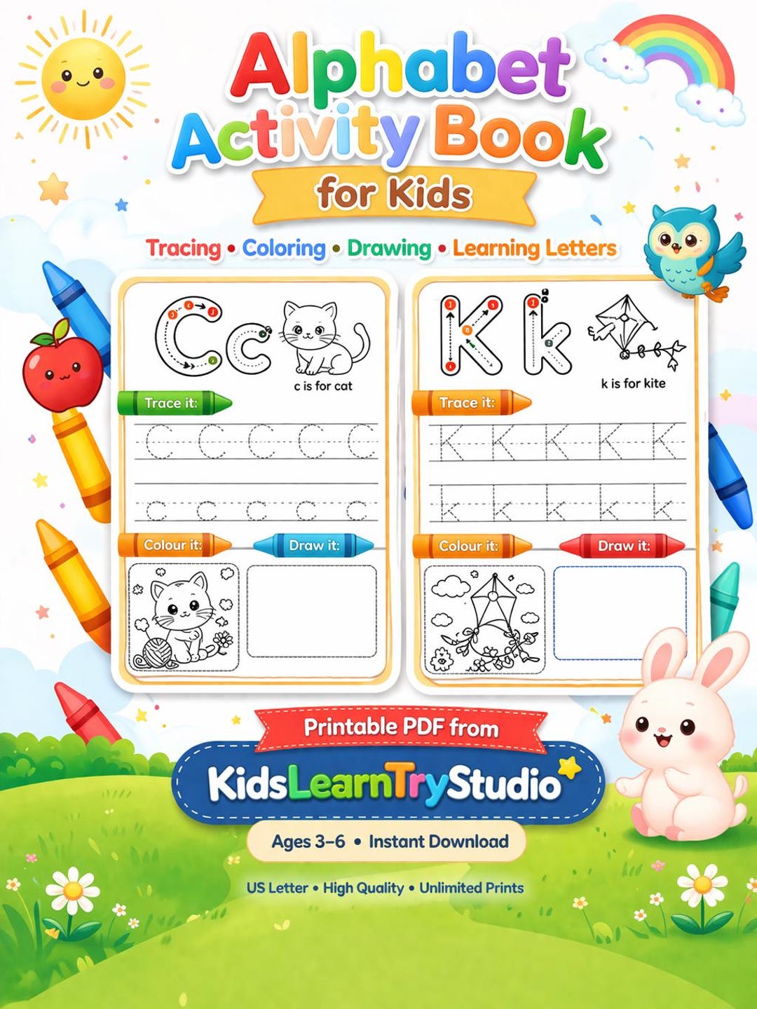 Alphabet Tracing Workbook for Kids, Printable Letter Tracing PDF, Learn ...