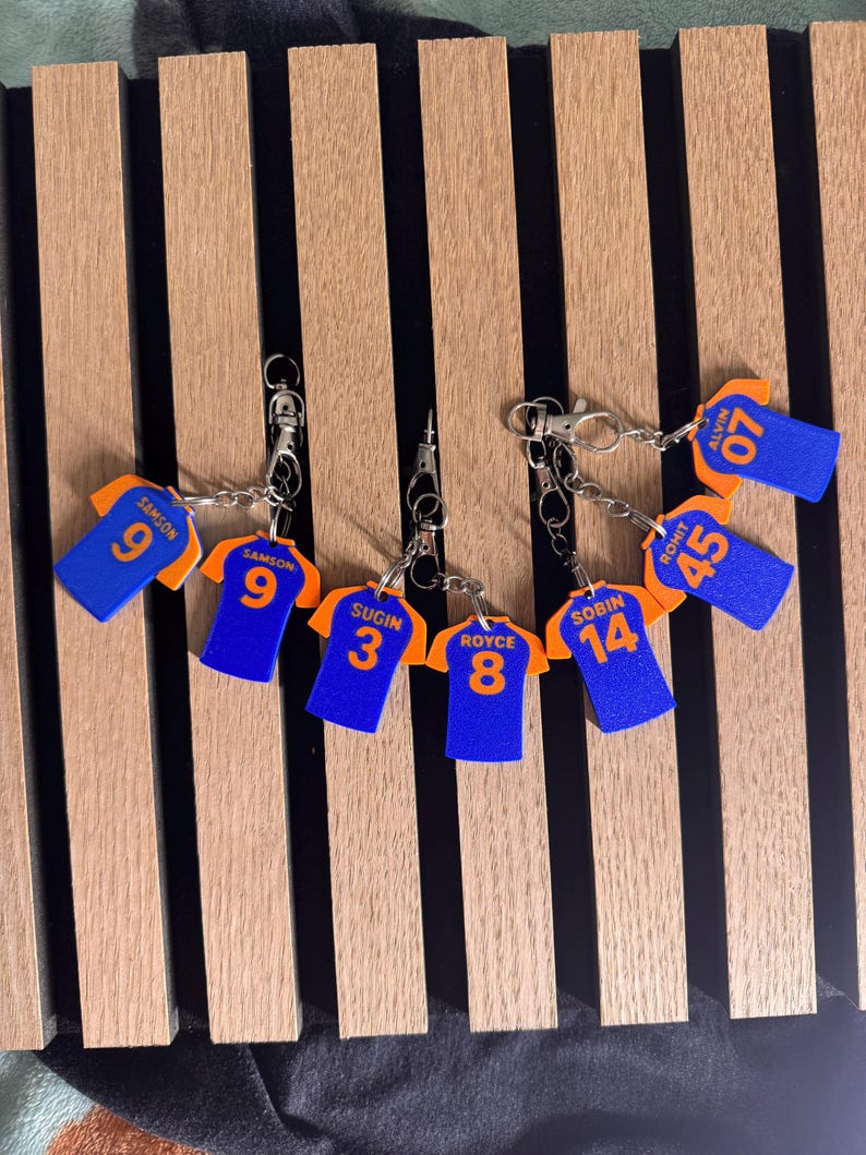 Custom 3D Printed Cricket Jersey Keychain – Personalized Name, Number ...