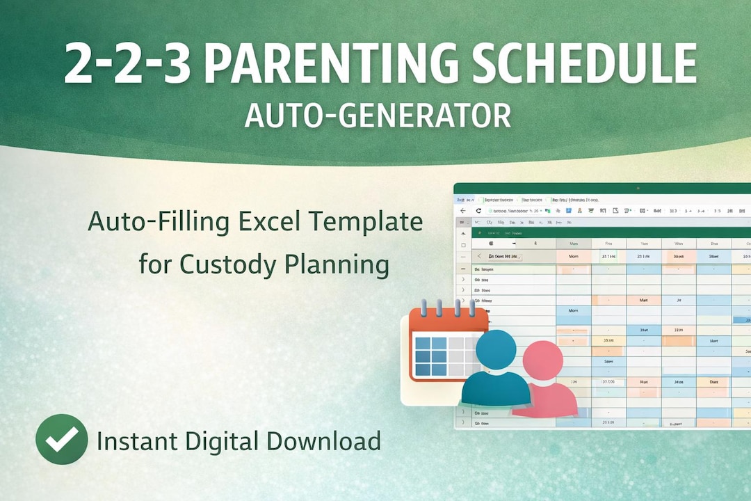 Custody Schedule Template Excel | 2-2-3 Parenting Plan Calendar | Co ...
