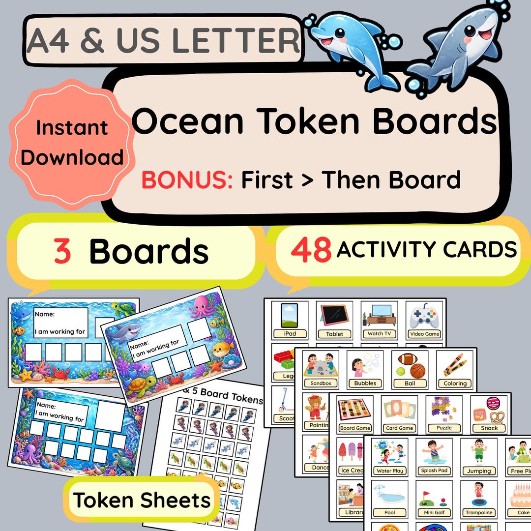 Ocean Token Board | Visual Reward Chart for Autism & ABA - Etsy