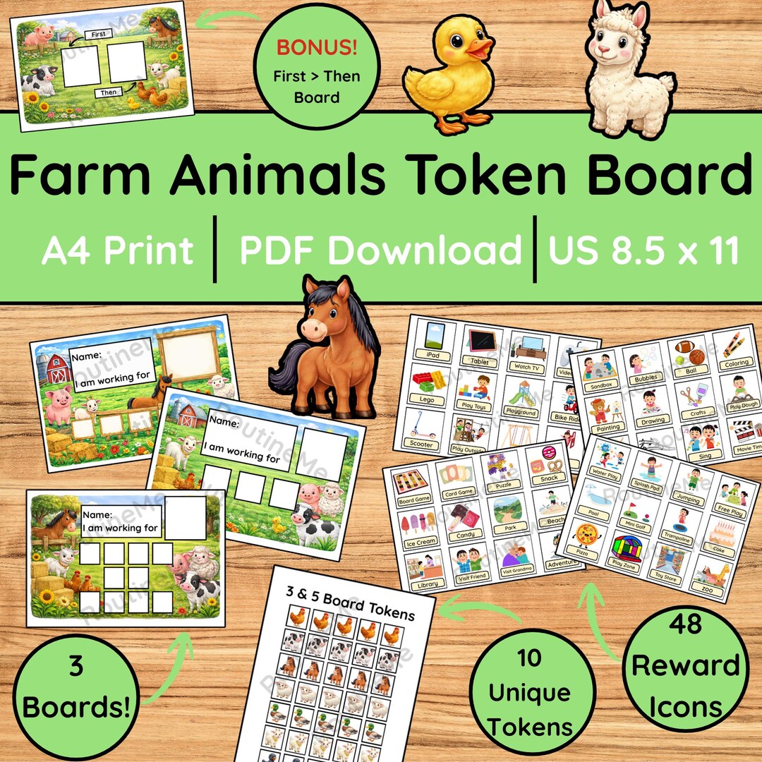 Farm Animals Token Board Printable | Behavior Chart, Autism Reward ...