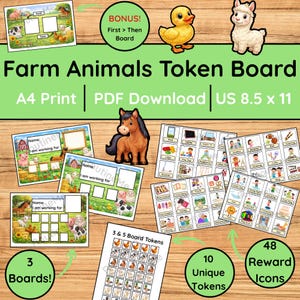 Farm Animals Token Board Printable | Behavior Chart, Autism Reward ...