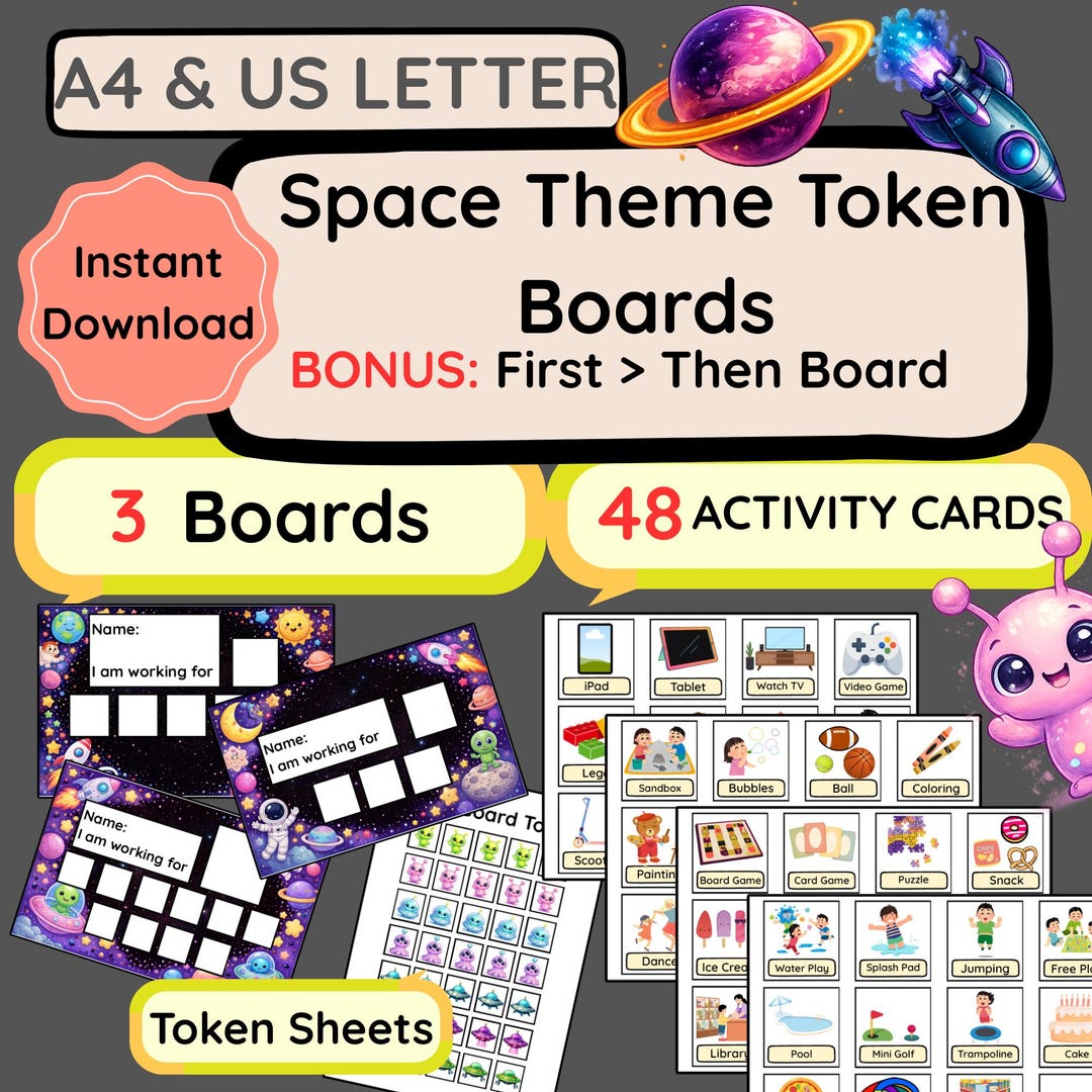 Space Token Board for Kids | Visual Reward Chart Printable - Etsy