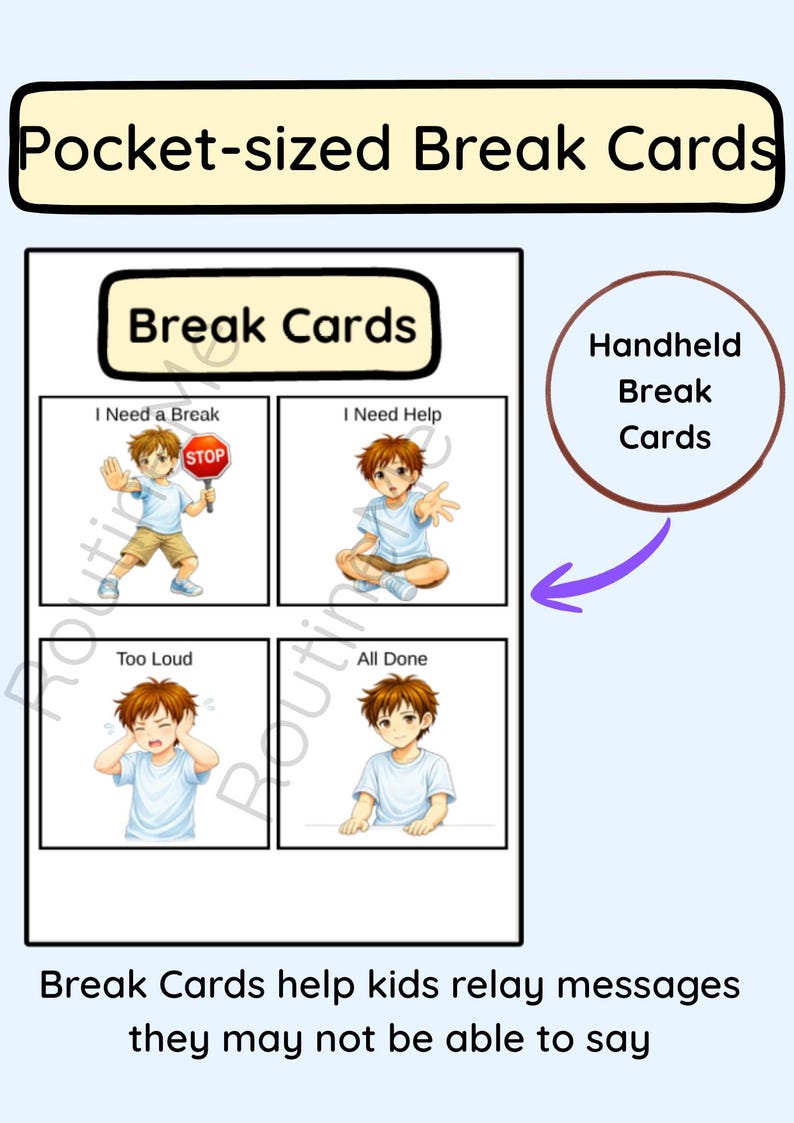 Printable Break Cards for Kids | Autism Communication Supports (instant ...