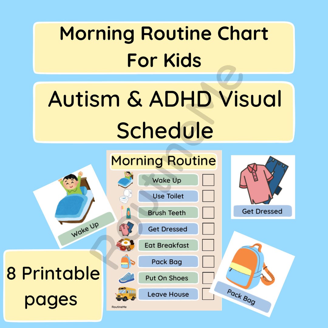 Kids Morning Routine Chart | Autism ADHD Visual Schedule (digital ...