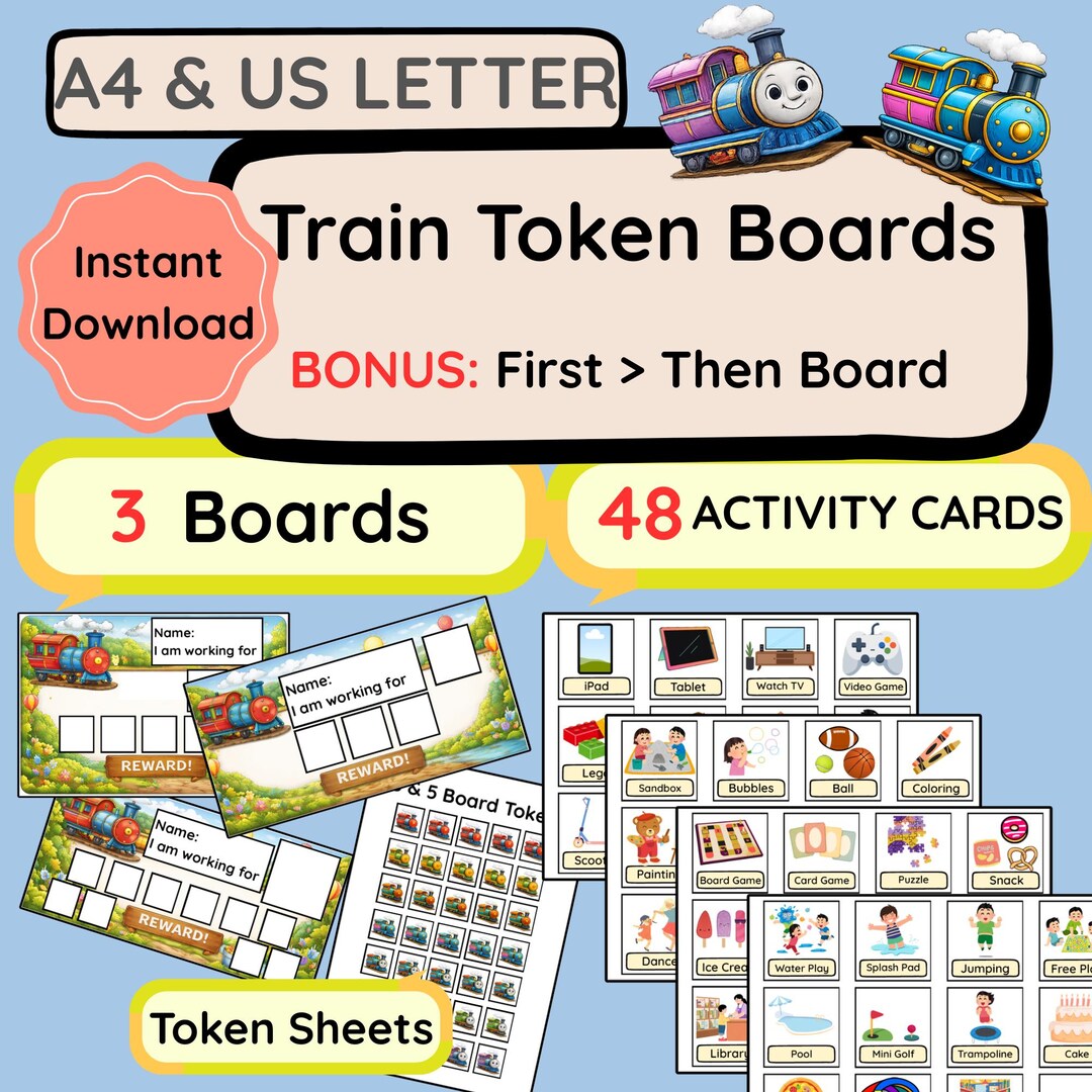Train Token Board Printable | Autism Reward Chart | ABA Behavior System ...